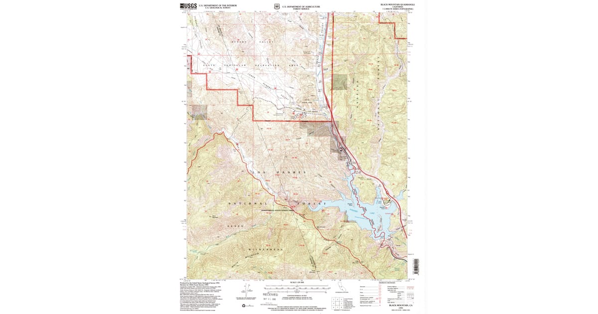 1995 Map of Black Mountain, Los Angeles County, CA — High-Res | Pastmaps