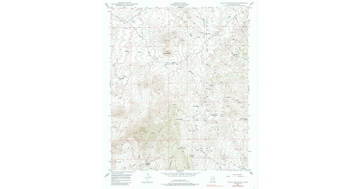 1949 Map of Black Mountain, Pinal County, AZ — High-Res, 1985 Print ...