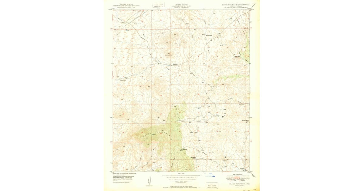 1950 Map of Black Mountain, Pinal County, AZ — High-Res | Pastmaps