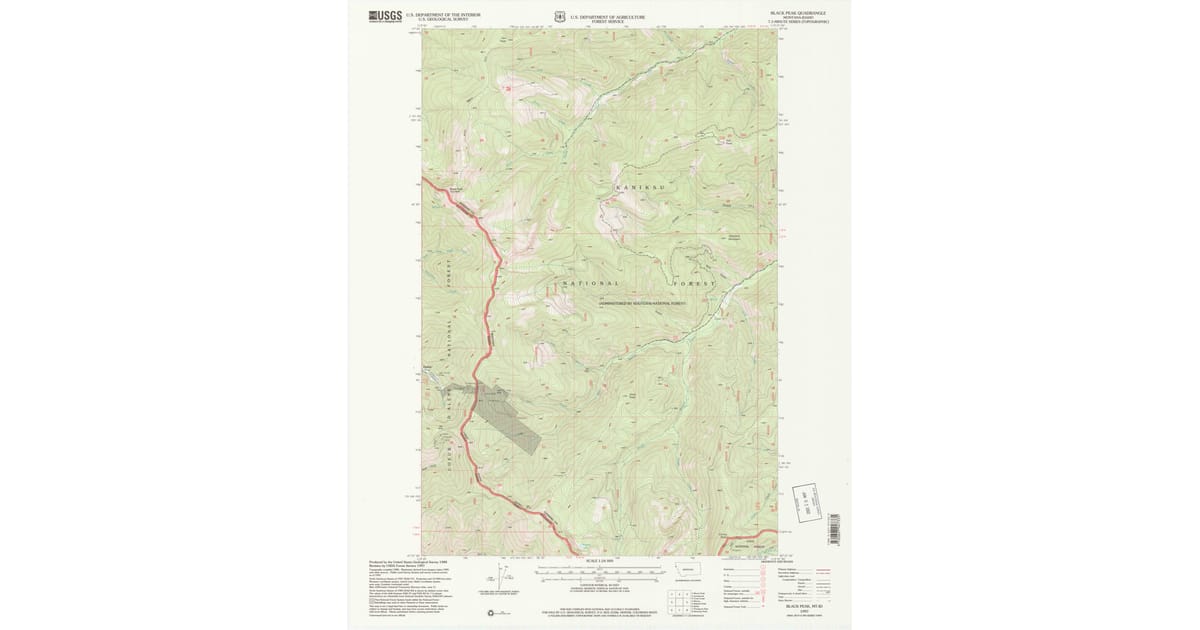1997 Map of Black Peak, Sanders County, MT — High-Res | Pastmaps