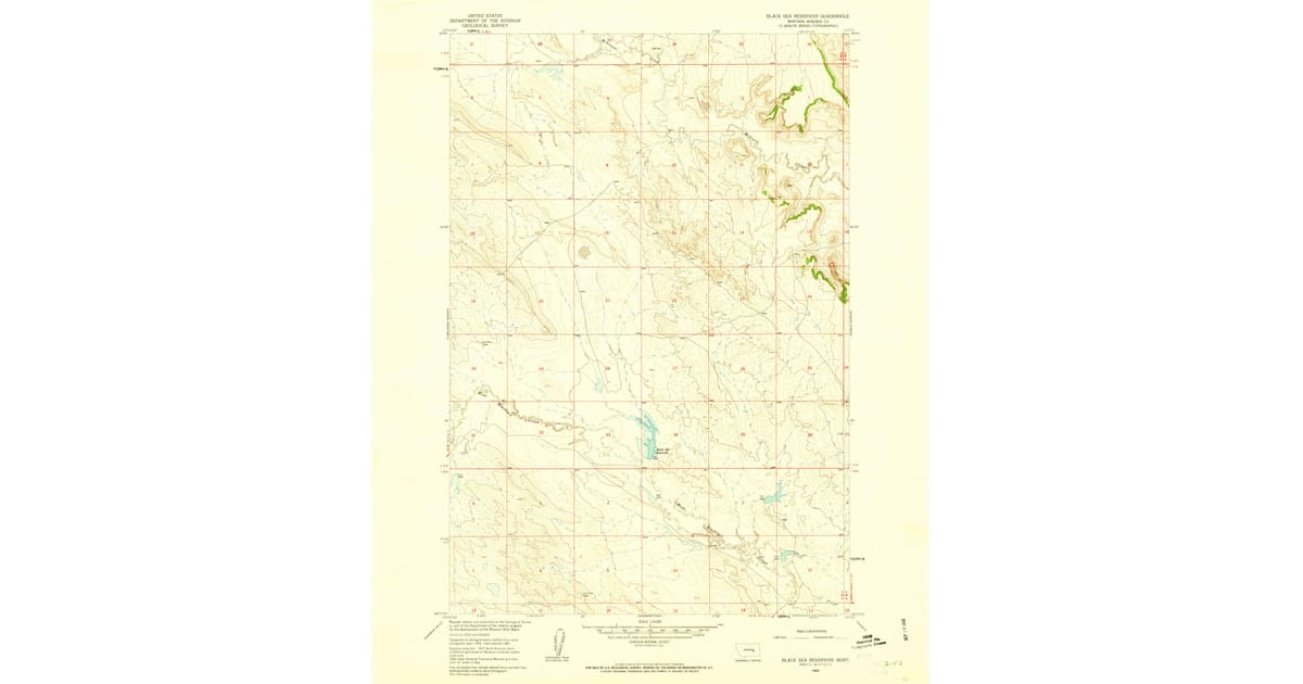 1960 Map of Black Sea Reservoir, Rosebud County, MT — High-Res | Pastmaps