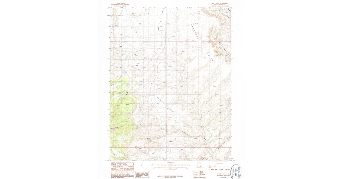 1987 Map of Black Table, Garfield County, UT — High-Res | Pastmaps