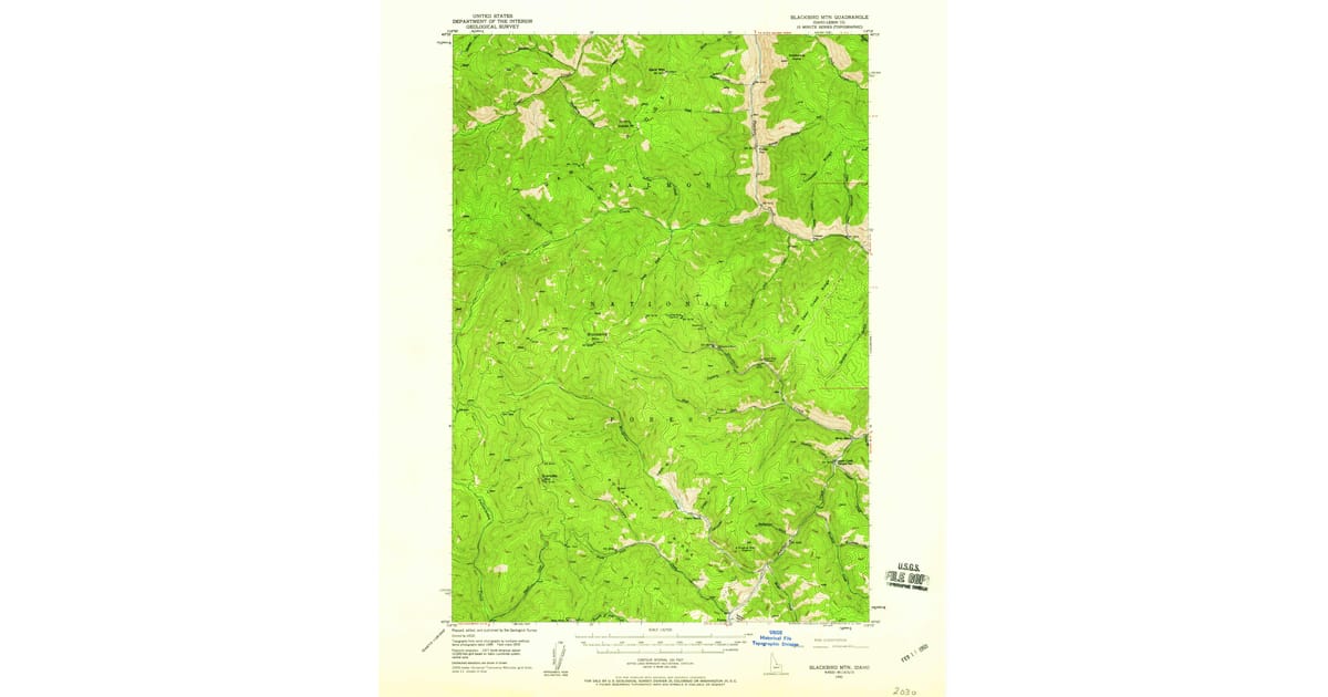 1950 Map of Blackbird Mtn, Lemhi County, ID — High-Res | Pastmaps