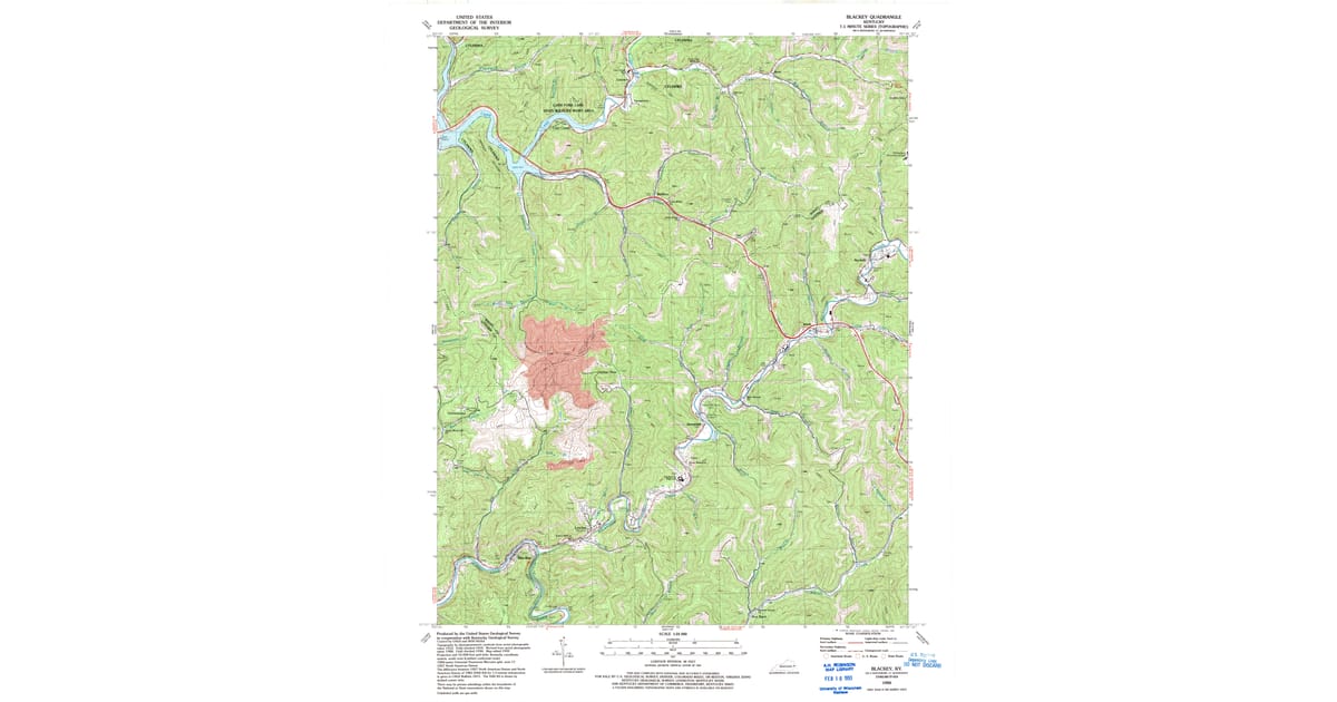 1992 Map of Blackey, KY — High-Res | Pastmaps