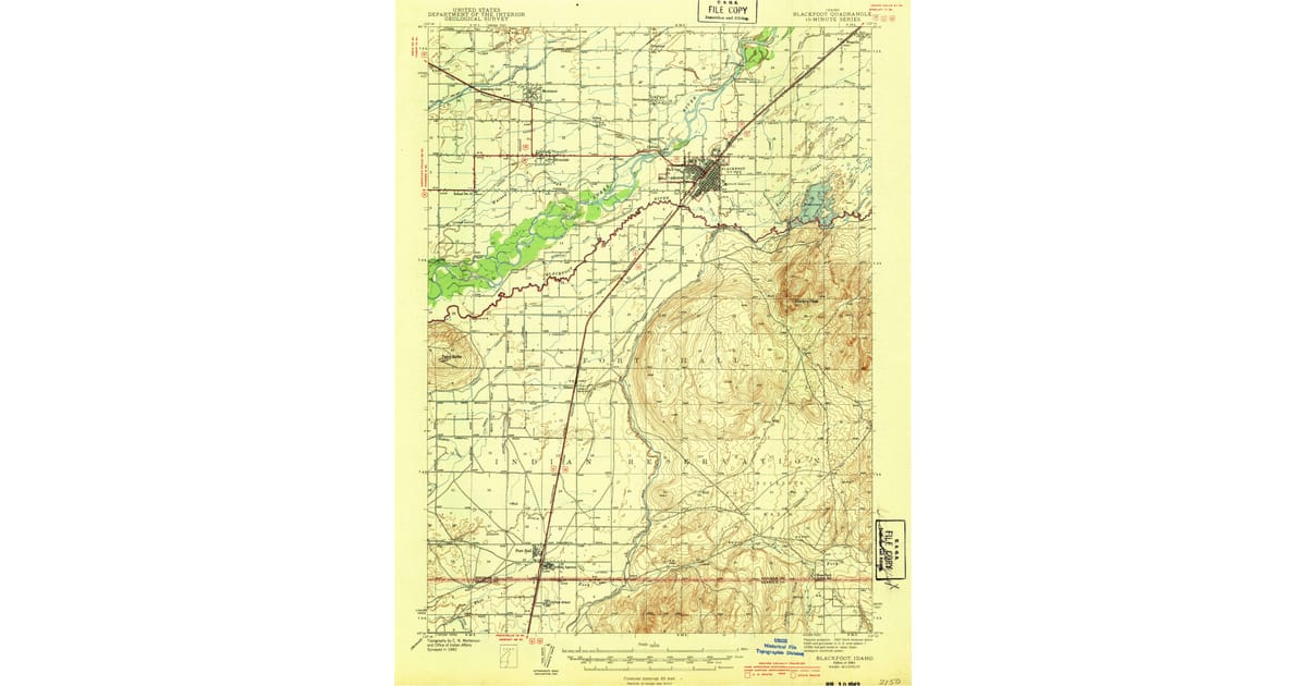 1943 Map of Blackfoot, ID — High-Res | Pastmaps