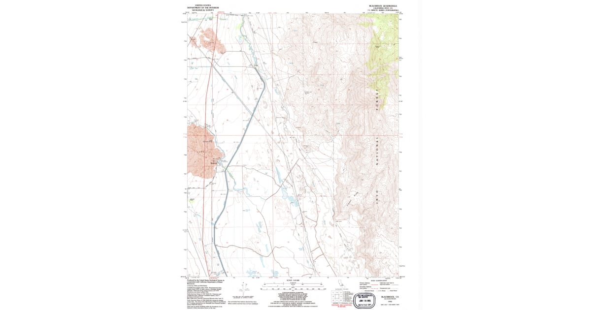 1992 Map of Blackrock, Inyo County, CA — High-Res | Pastmaps