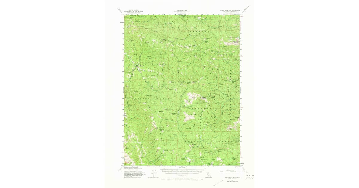 1953 Map of Blackrock Mtn, Trinity County, CA — High-Res | Pastmaps
