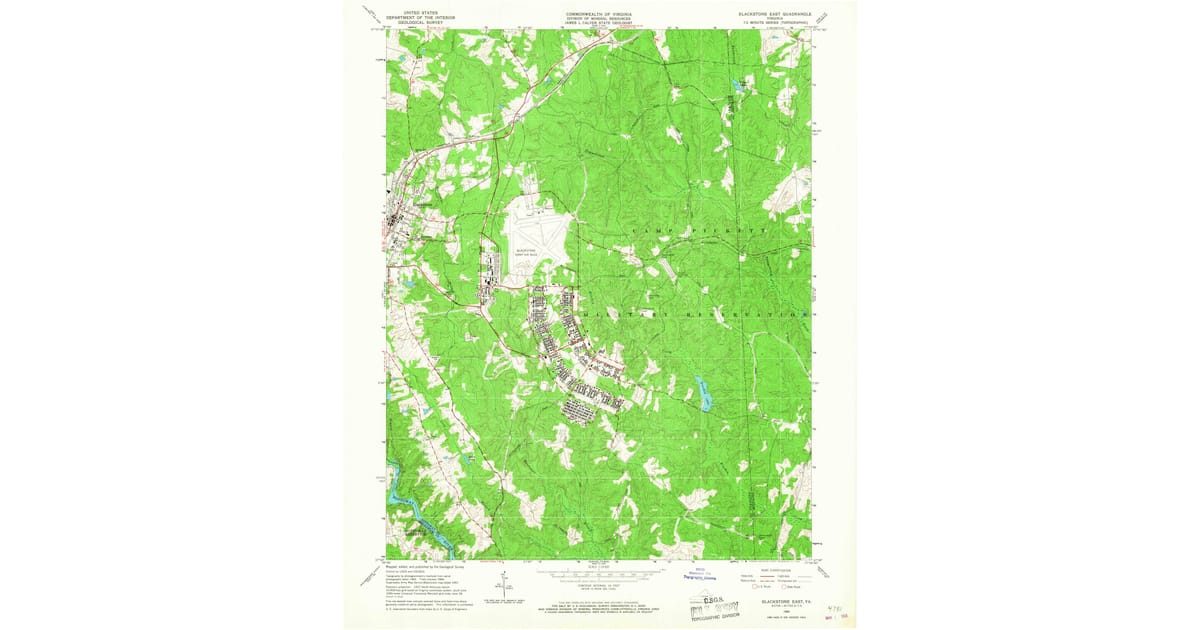 1966 Map of Blackstone East, Nottoway County, VA — High-Res | Pastmaps