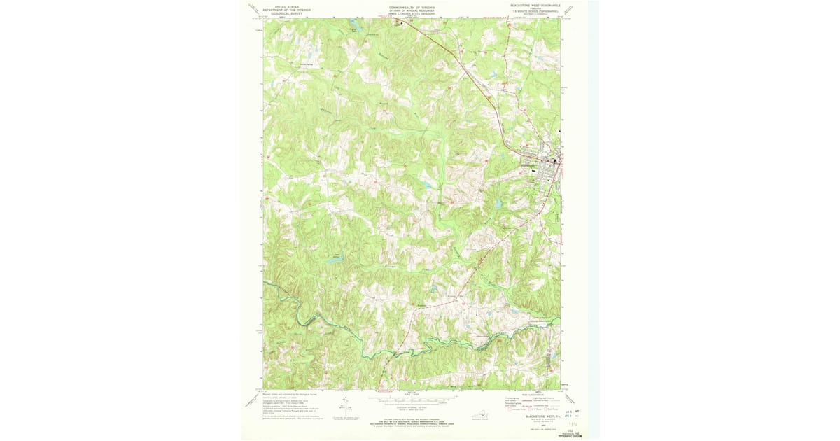 1968 Map of Blackstone West, Nottoway County, VA — High-Res | Pastmaps