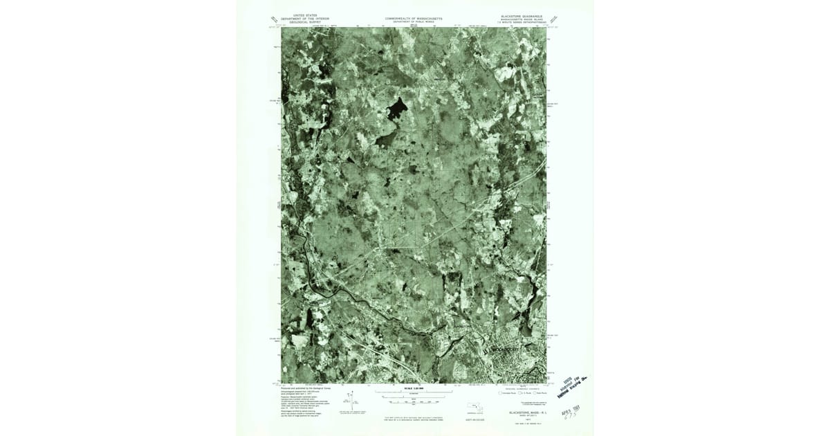1977 Map of Blackstone, Worcester County, MA — High-Res | Pastmaps