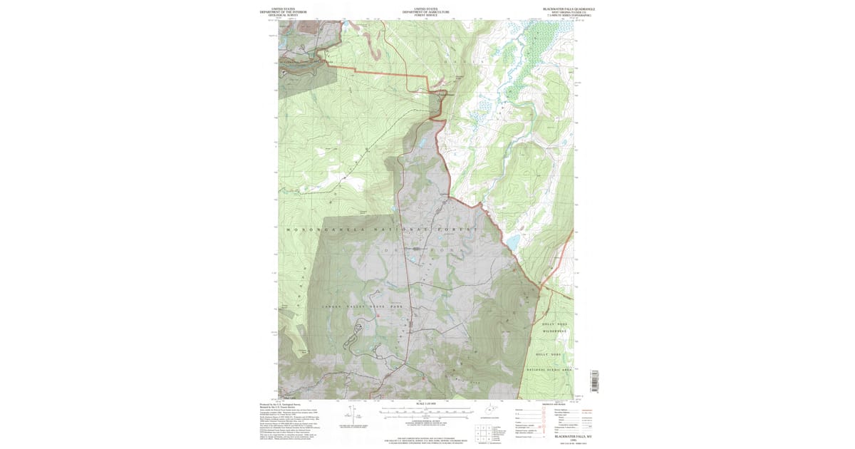 1995 Map of Blackwater Falls, Tucker County, WV — High-Res | Pastmaps