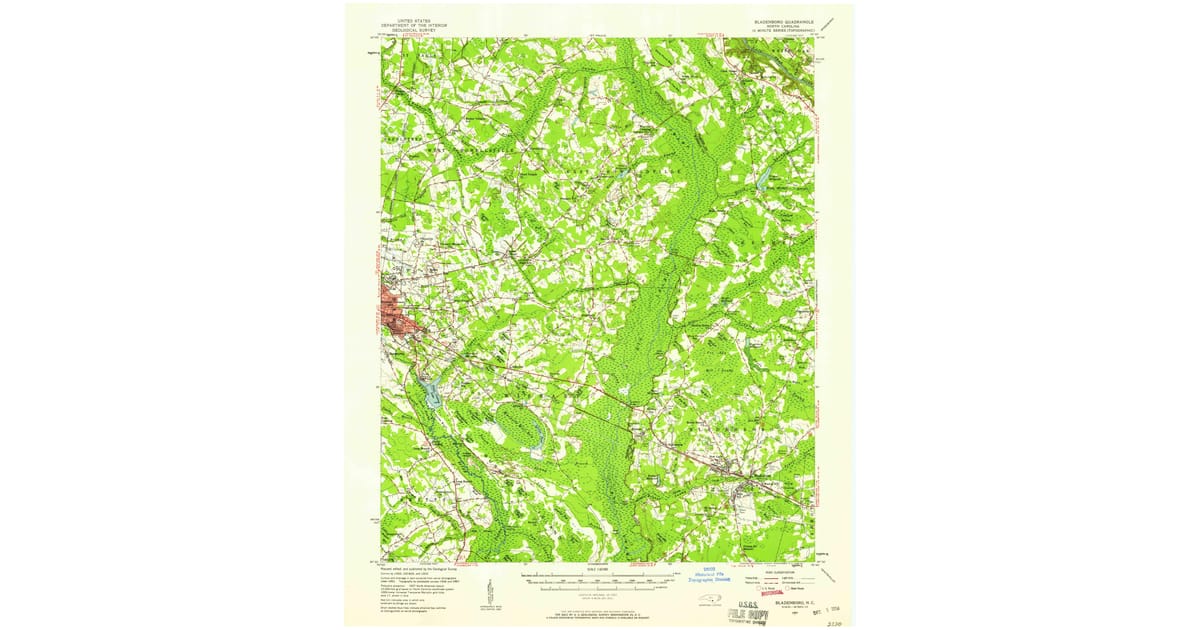1957 Map of Bladenboro, NC — High-Res | Pastmaps