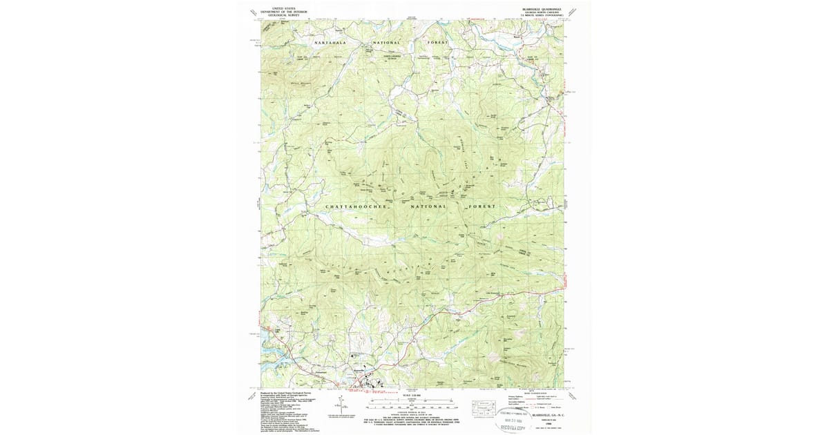 1988 Map of Blairsville, GA — High-Res | Pastmaps