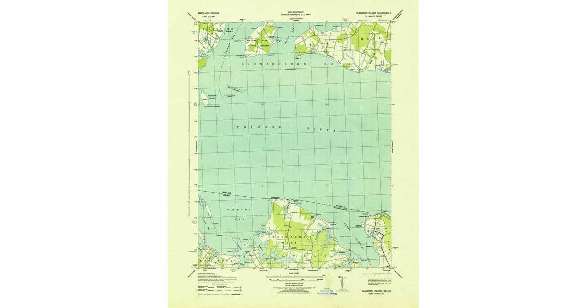 1943 Map of Blakiston Island, St. Mary's County, MD — High-Res | Pastmaps