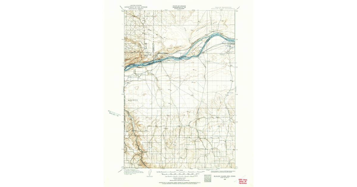 1906 Map of Blalock Island, Morrow County, OR — High-Res, 1962 Print ...