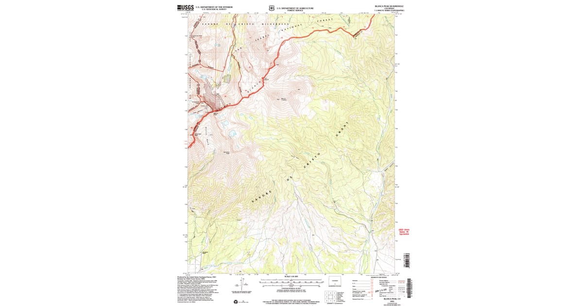 2001 Map of Blanca Peak, Costilla County, CO — High-Res | Pastmaps