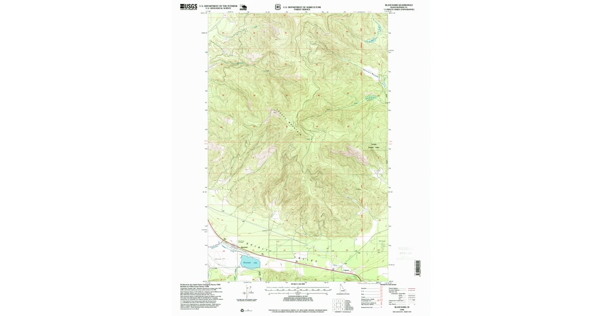 1996 Map of Blanchard, ID — High-Res | Pastmaps