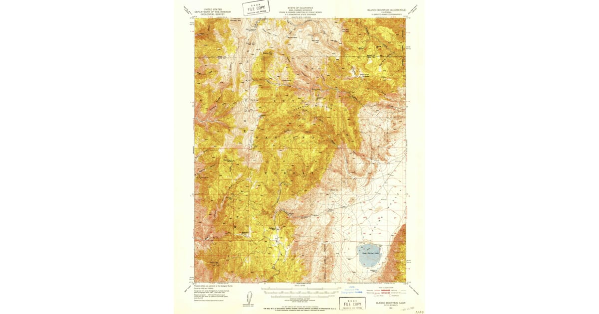 1951 Map of Blanco Mountain, Inyo County, CA — High-Res | Pastmaps