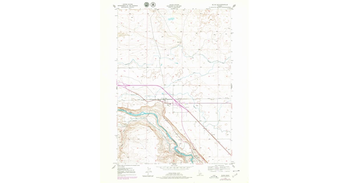 1949 Map of Bliss, ID — High-Res, 1978 Print | Pastmaps