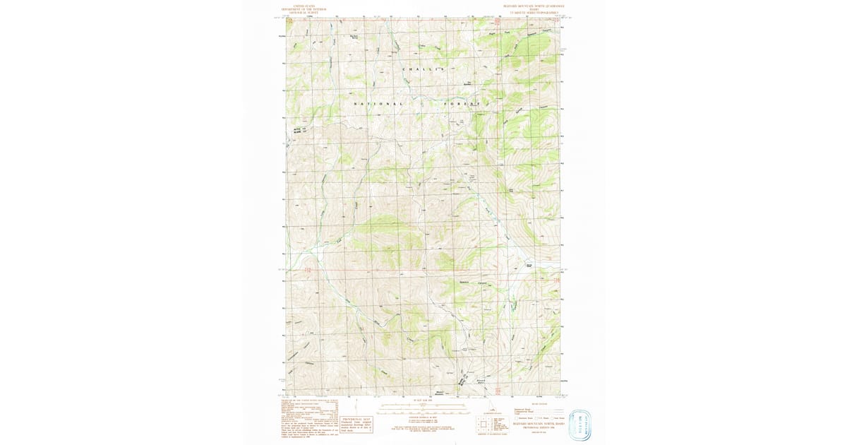 1991 Map of Blizzard Mountain North, Butte County, ID — High-Res | Pastmaps