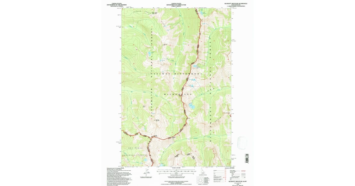 1994 Map of Blodgett Mountain, Idaho County, ID — High-Res | Pastmaps