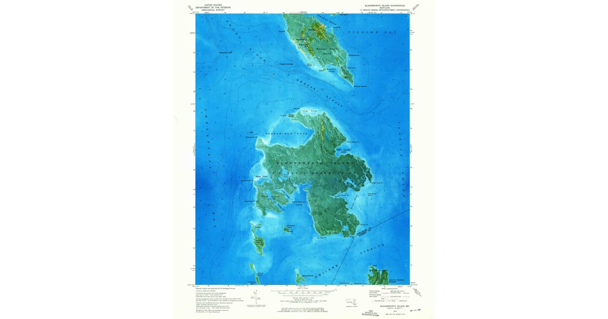 1973 Map of Bloodsworth Island, Dorchester County, MD — High-Res | Pastmaps