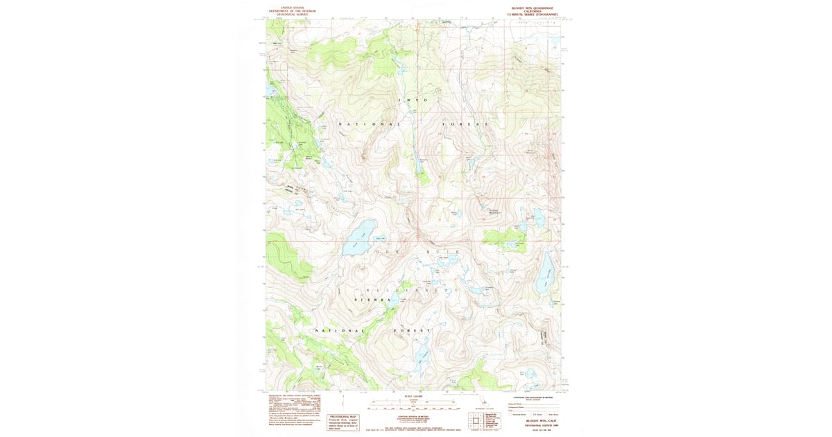 1983 Map of Bloody Mtn, Mono County, CA — High-Res | Pastmaps