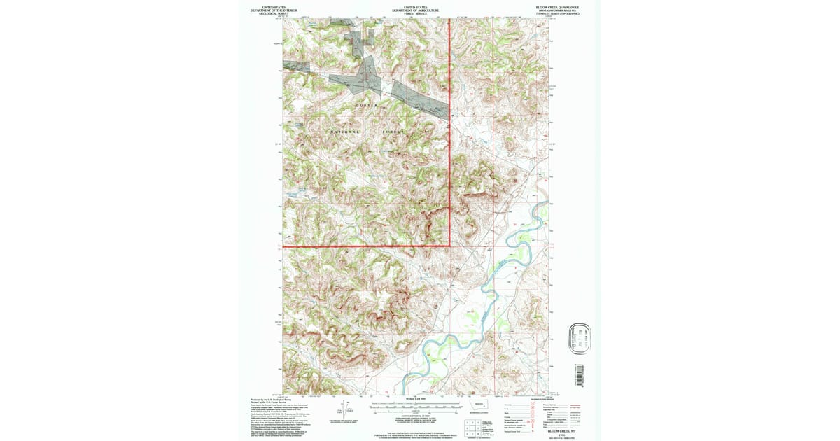 1995 Map of Bloom Creek, Powder River County, MT — High-Res | Pastmaps