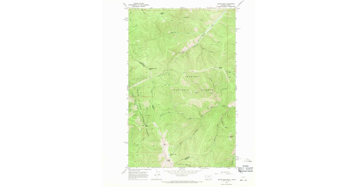 1966 Map of Bloom Peak, Sanders County, MT — High-Res | Pastmaps