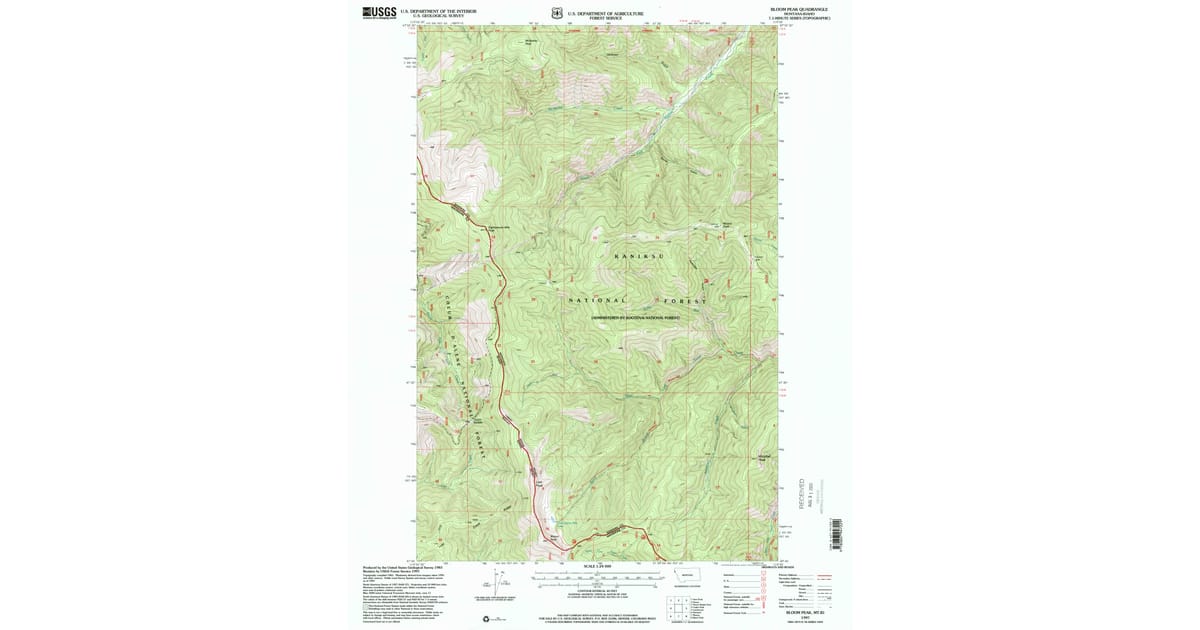1997 Map of Bloom Peak, Sanders County, MT — High-Res | Pastmaps