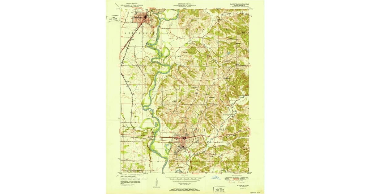 1951 Map of Bloomfield, IN — High-Res | Pastmaps
