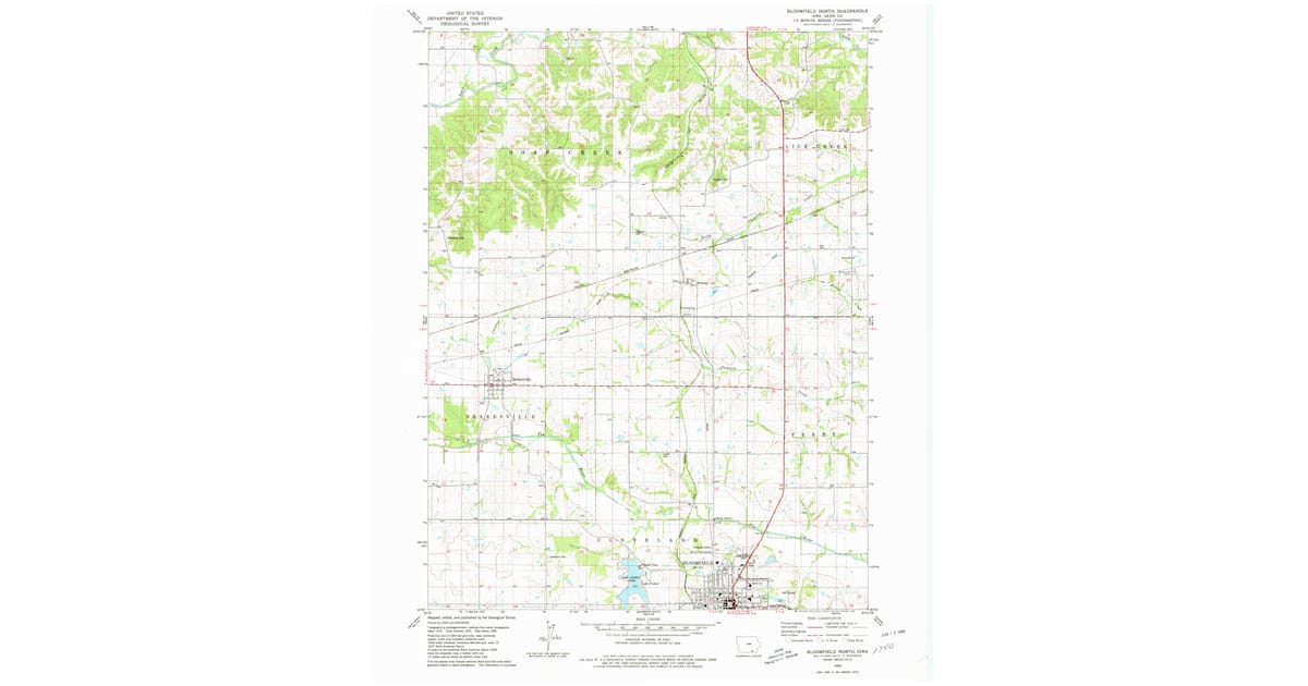 1980 Map of Bloomfield North, Davis County, IA — High-Res | Pastmaps