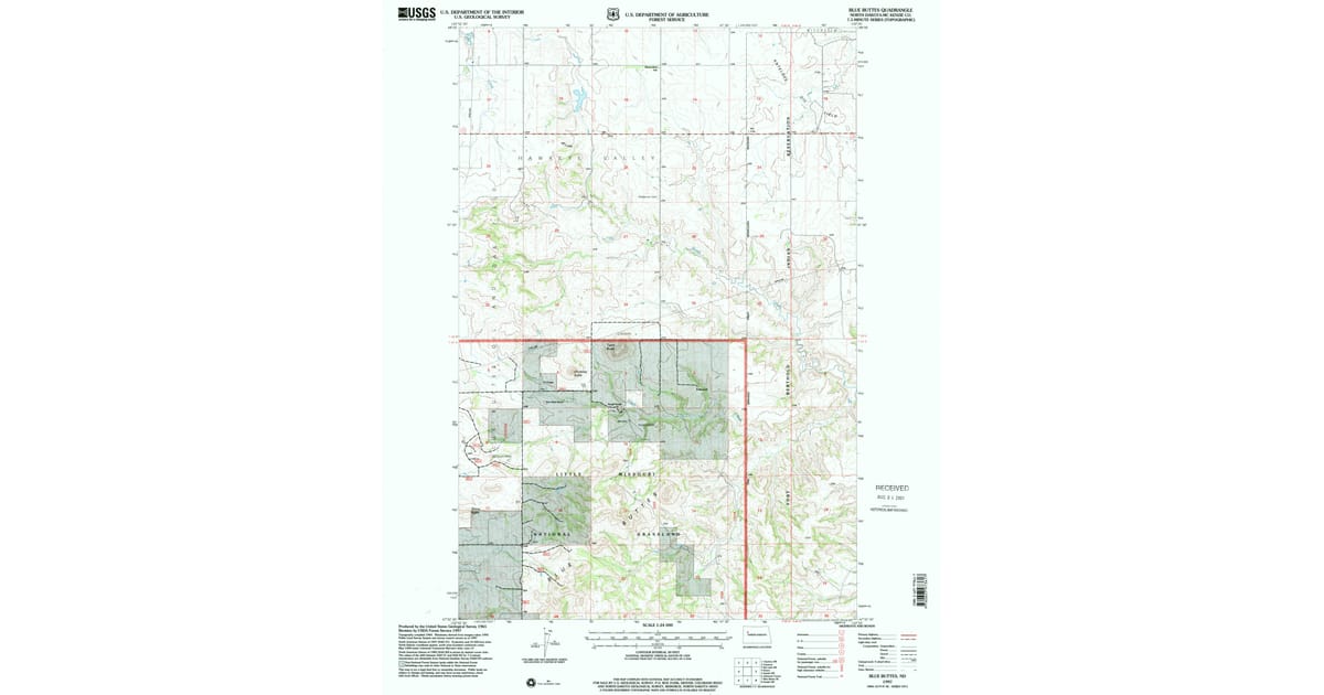 1997 Map of Blue Buttes, McKenzie County, ND — High-Res | Pastmaps