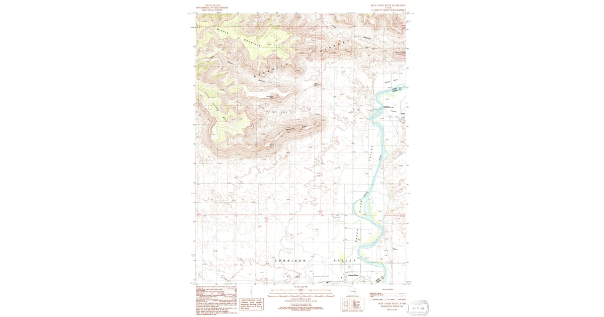 1991 Map of Blue Castle Butte, Emery County, UT — High-Res | Pastmaps