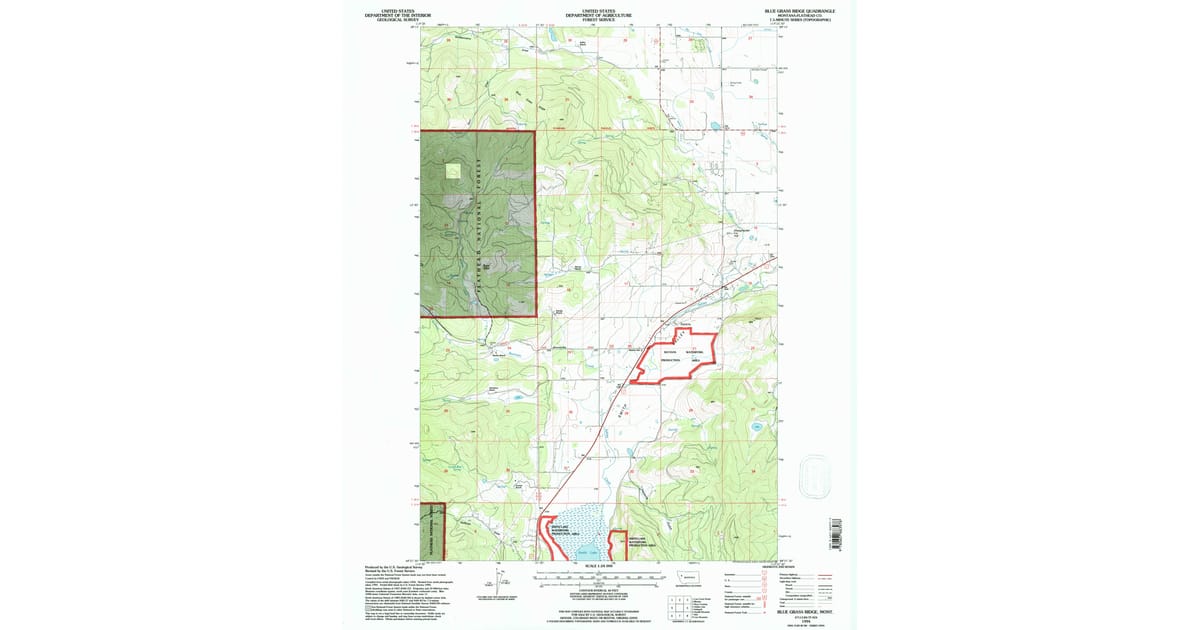 1994 Map of Blue Grass Ridge, Flathead County, MT — High-Res | Pastmaps