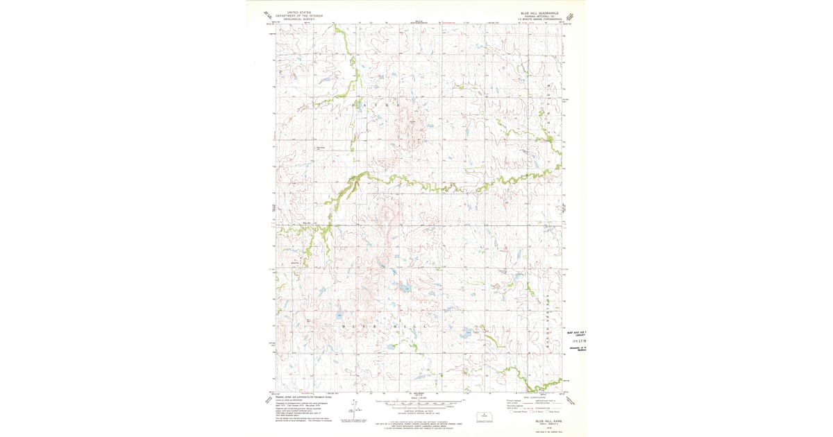 1978 Map of Blue Hill, Mitchell County, KS — High-Res | Pastmaps