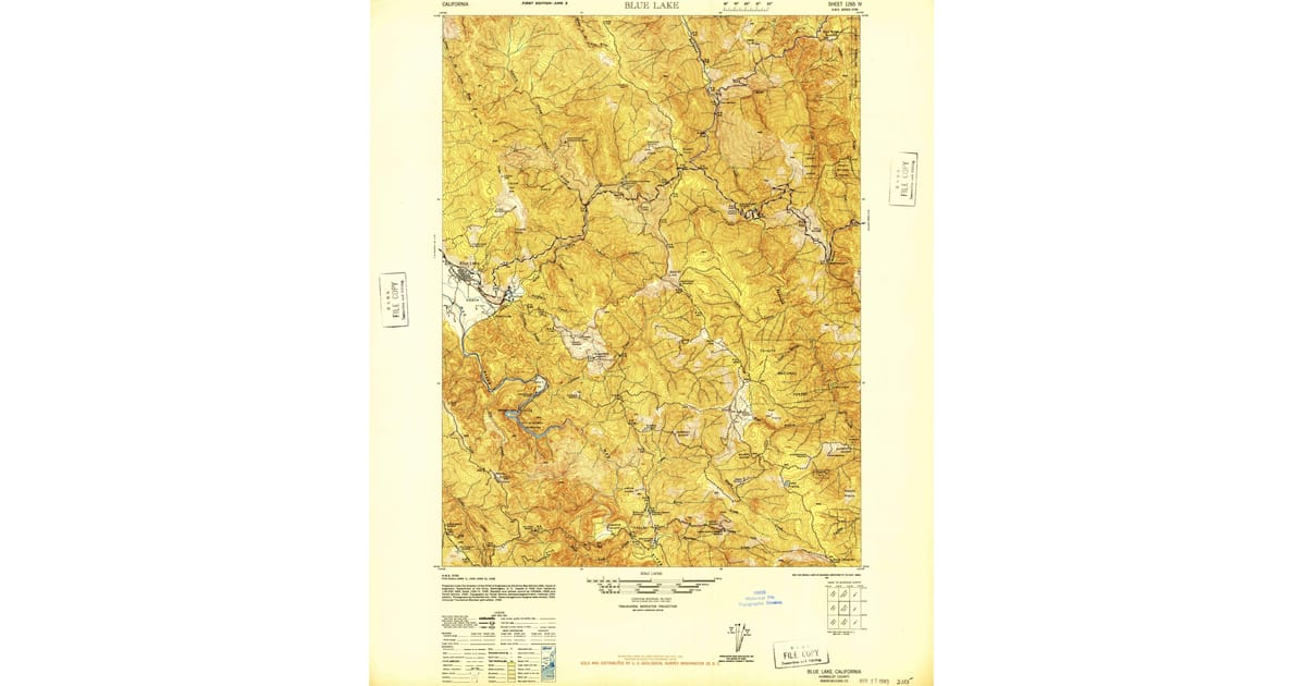 1945 Map of Blue Lake, CA — High-Res | Pastmaps