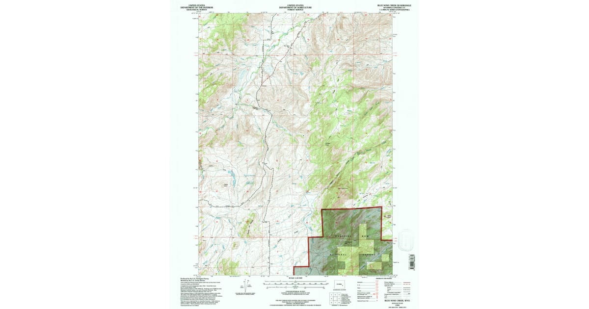 1992 Map of Blue Nose Creek, Converse County, WY — High-Res | Pastmaps