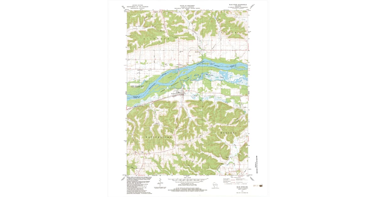1983 Map of Blue River, WI — High-Res | Pastmaps