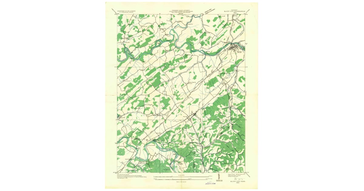 1935 Map of Bluff City, TN — High-Res | Pastmaps