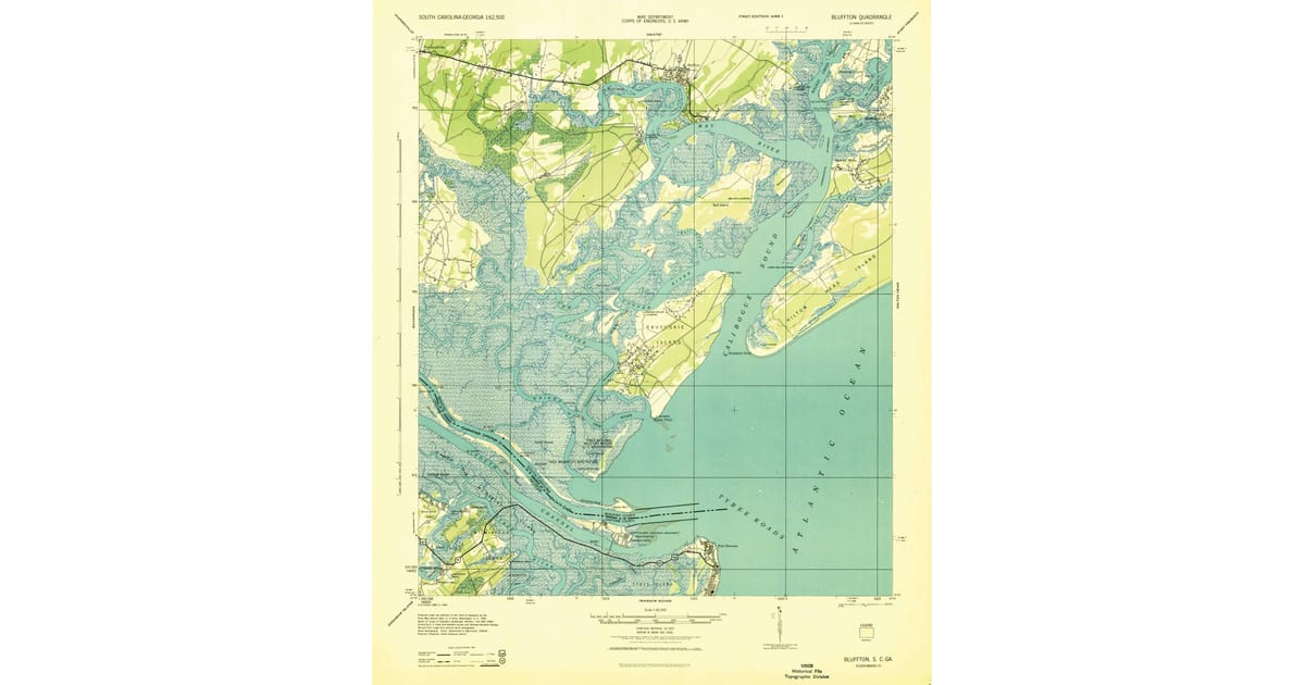 1945 Map of Bluffton, SC — High-Res | Pastmaps