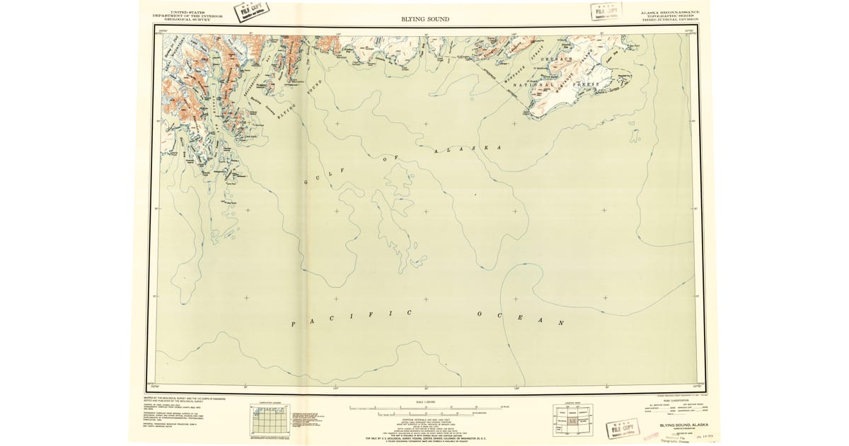 1946 Map of Blying Sound, Kenai Peninsula Borough, AK — High-Res | Pastmaps