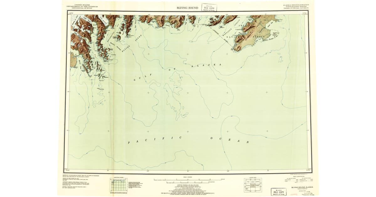 1951 Map of Blying Sound, Kenai Peninsula Borough, AK — High-Res | Pastmaps