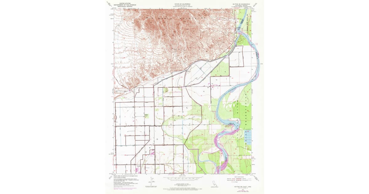 1951 Map of Blythe NE, Riverside County, CA — High-Res, 1971 Print #2 ...