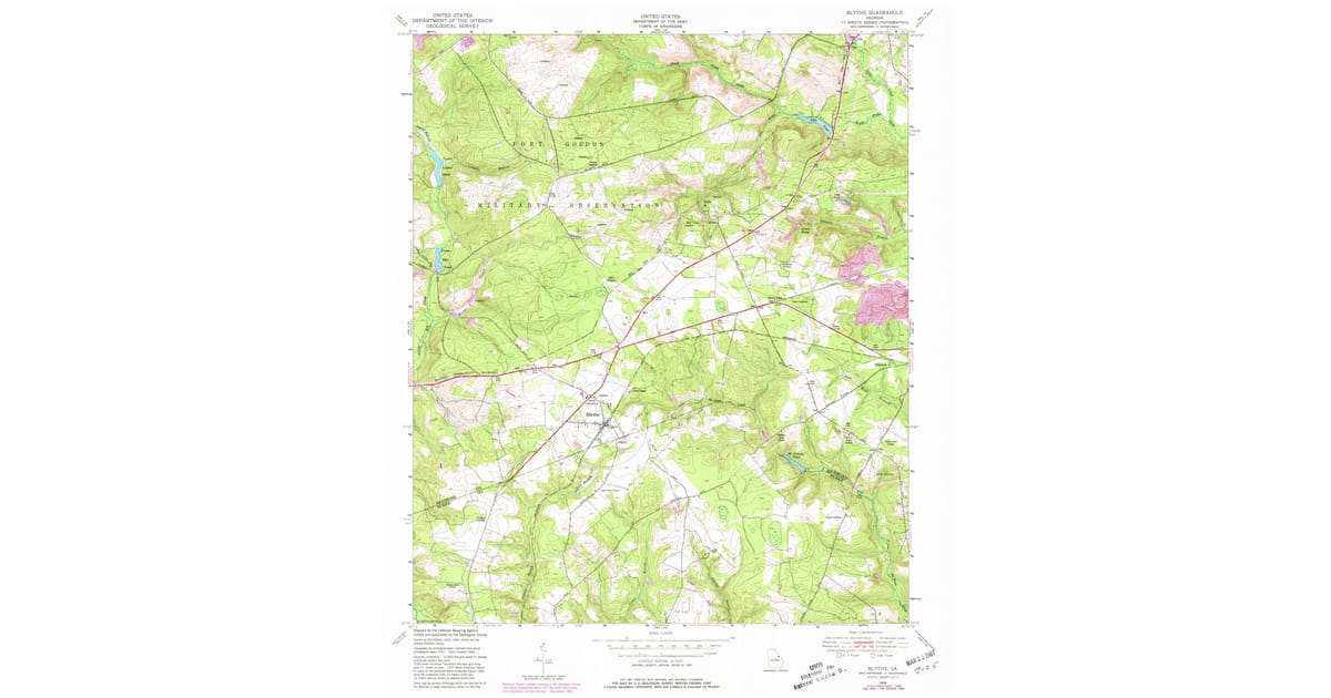 1948 Map of Blythe, GA — High-Res, 1981 Print | Pastmaps