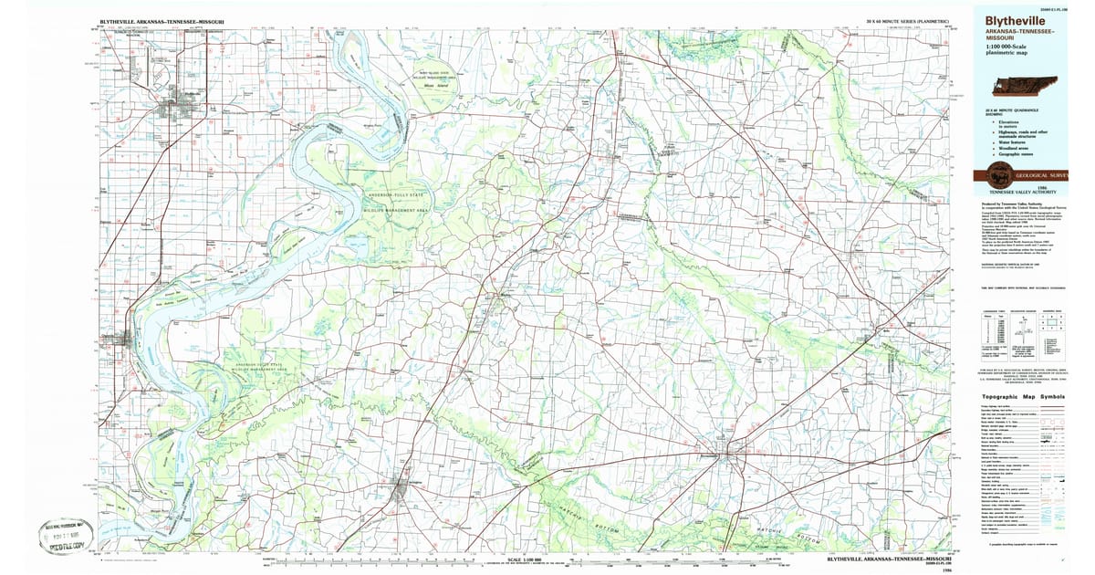 1986 Map of Blytheville, AR — High-Res | Pastmaps