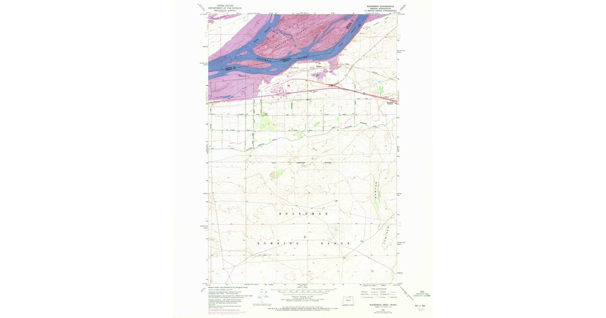 1962 Map of Boardman, OR — High-Res, 1972 Print | Pastmaps