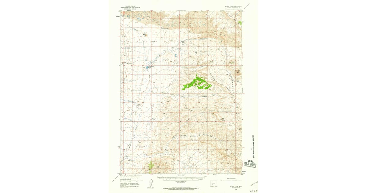 1958 Map of Boars Tusk, Sweetwater County, WY — High-Res | Pastmaps