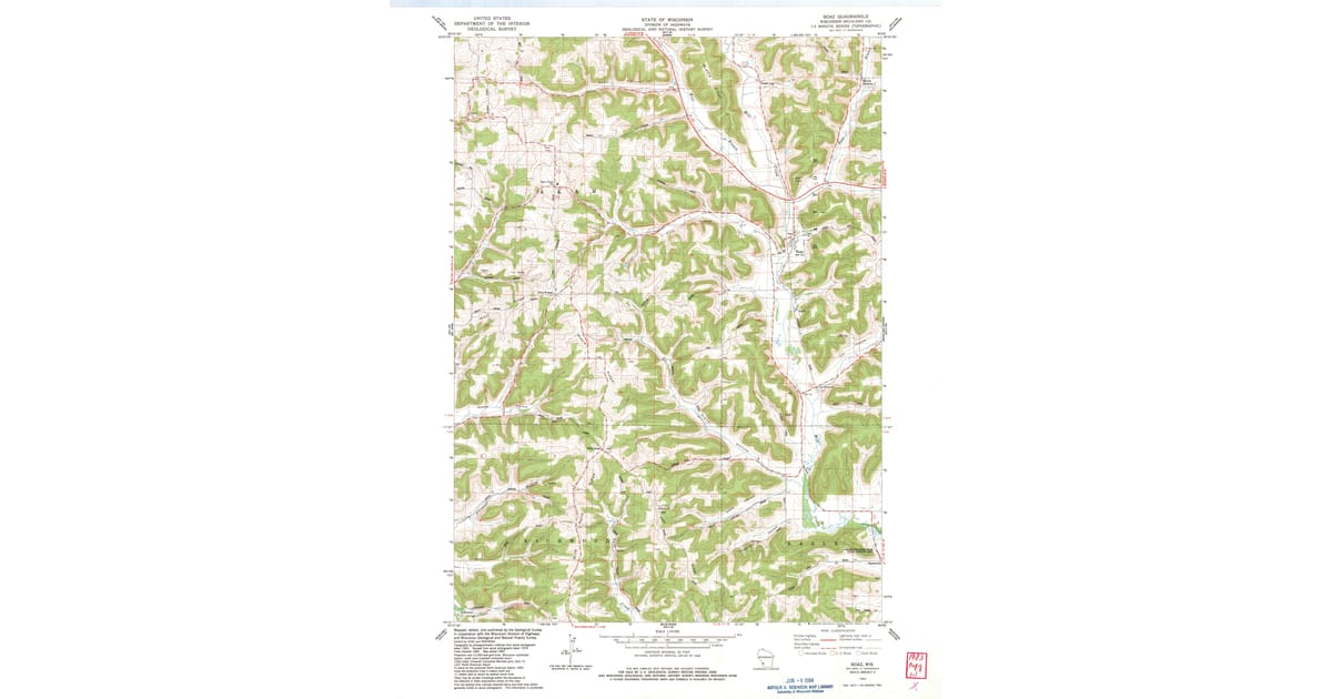 1983 Map of Boaz, WI — High-Res | Pastmaps