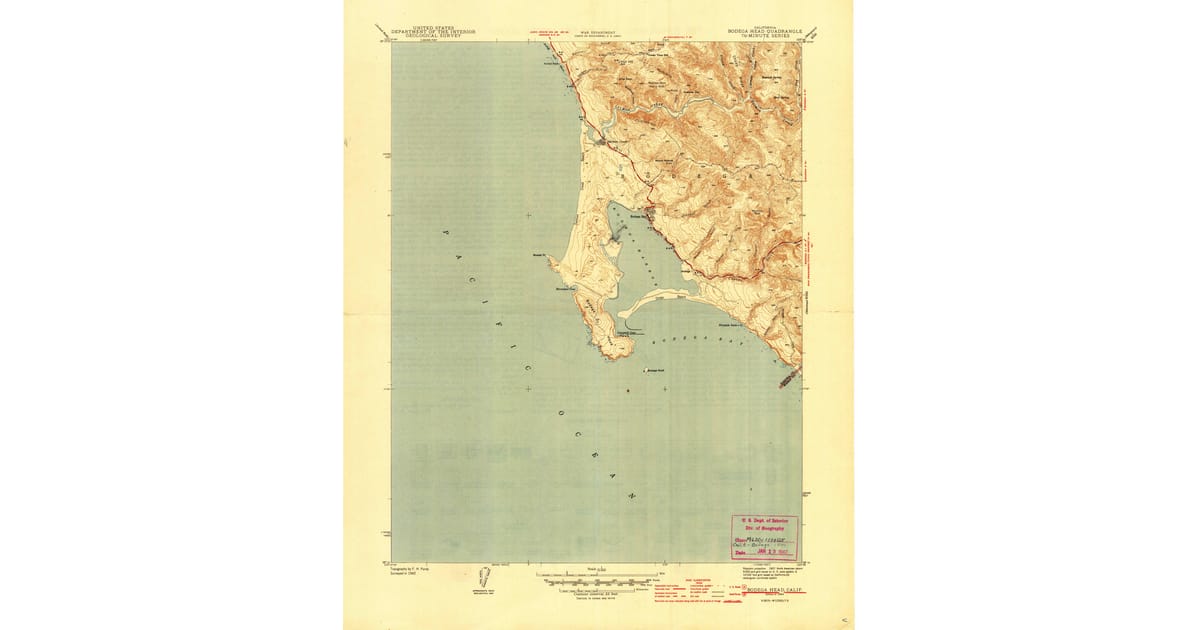 1944 Map of Bodega Head, Sonoma County, CA — High-Res, 1944 Print #4 ...